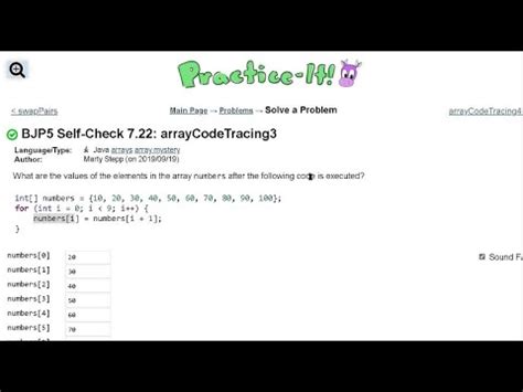 Java Practice It Self Check 7 22 ArrayCodeTracing3 Arrays Syntax
