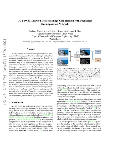pdf lc fdnet learned lossless image compression with frequency decomposition network