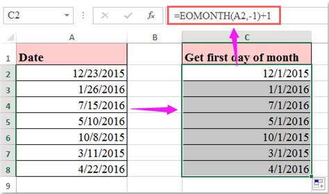 How To Set Date To First Of Month In Excel