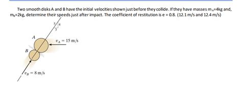 Solved Two Smooth Disks A And B Have The Initial Velocities Chegg