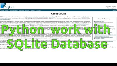 how to connect and work with sqlite database using python youtube