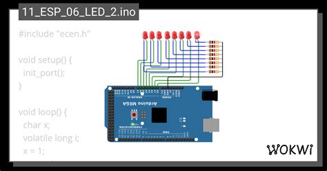 11 ESP 06 LED 2 Ino Wokwi ESP32 STM32 Arduino Simulator
