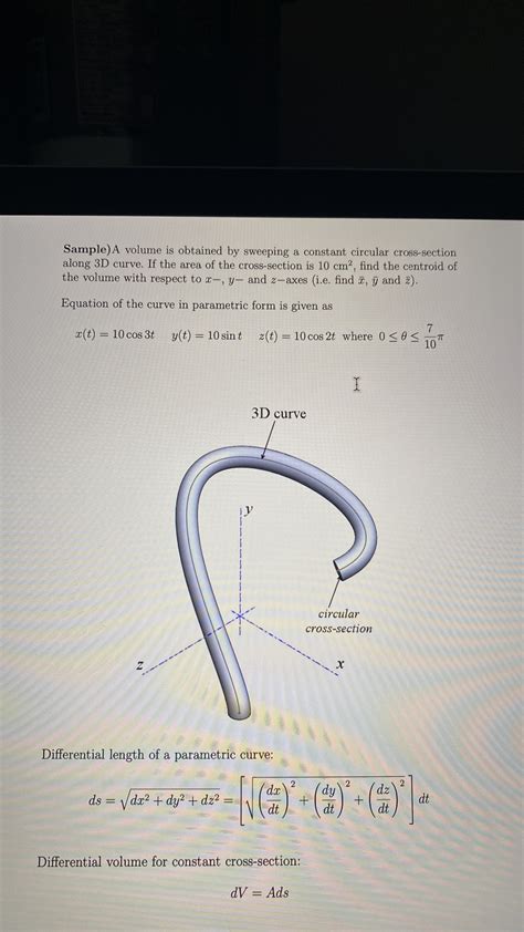 SOLVED Sample A Volume Is Obtained By Sweeping A Constant Circular