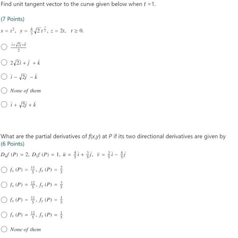 solved find unit tangent vector to the curve given below