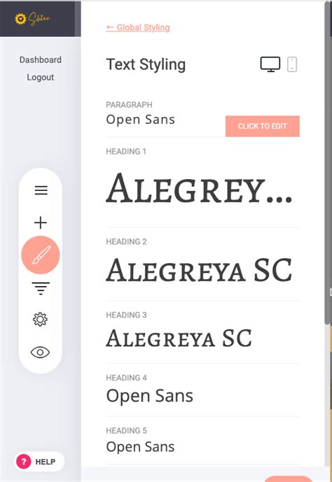 Shine Pages Knowledge Base Help Center Global Styling Step Text