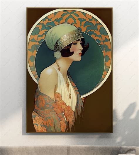 Art Deco Flapper Girl Art Deco Posters Vintage Art Etsy