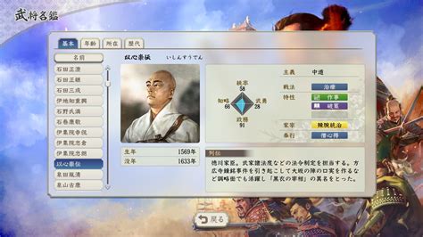 信長の野望新生PK武将能力以心崇伝の評価は武将評価シリーズその134 マイナーゲーム