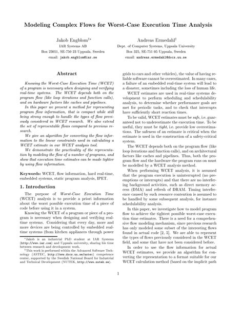 pdf modeling complex flows for worst case execution time analysis