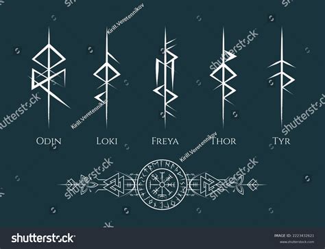 Viking Runes Symbols Collection Isolated Set เวกเตอรสตอก ปลอดคา