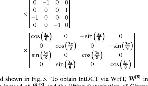 table 1 from integer discrete cosine transform via lossless walsh hadamard transform with