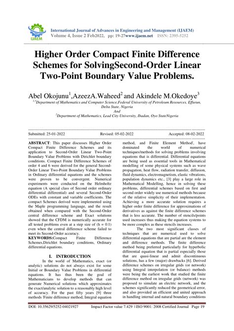 pdf higher order compact finite difference schemes for solvingsecond order linear two point