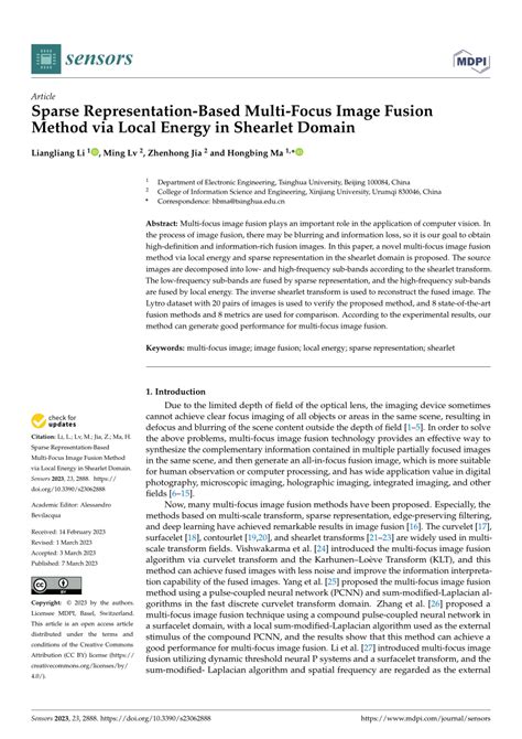 pdf sparse representation based multi focus image fusion method via local energy in shearlet