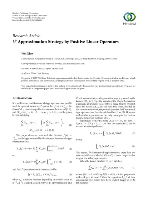pdf l p approximation strategy by positive linear operators