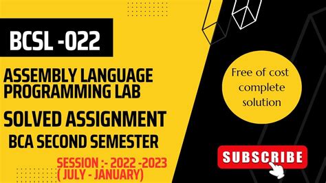 bcsl022 ignou solved assignment lassembly language programming lab l ignou bca 2nd semester 2022