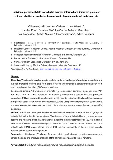 pdf individual participant data from digital sources informed and improved precision in the
