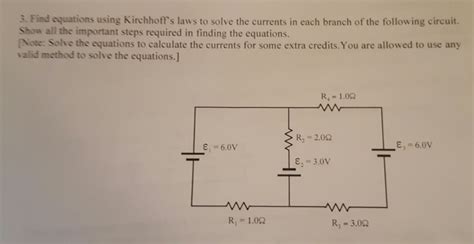 solved find the equations using kirchhoff s laws to solve