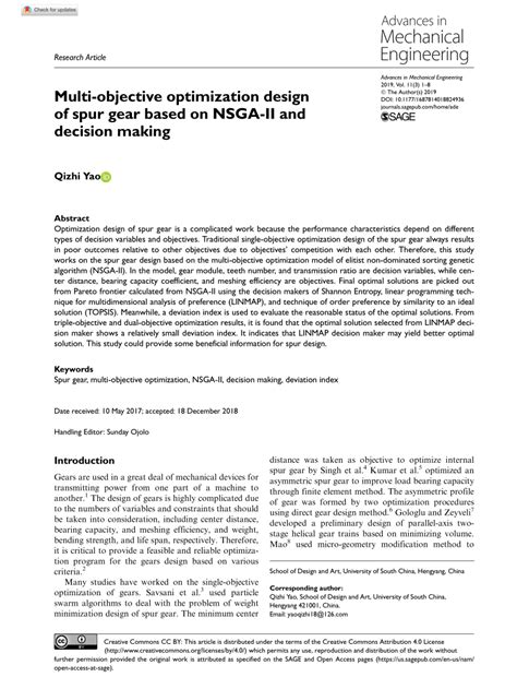 pdf multi objective optimization design of spur gear based on nsga ii and decision making