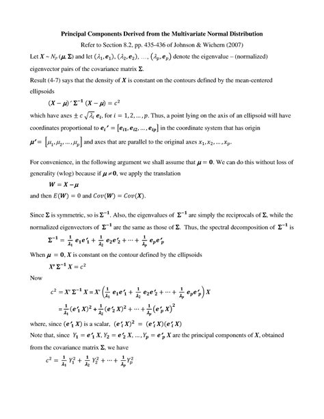 principal components derived from the multivariate normal distribution may 2022 principal