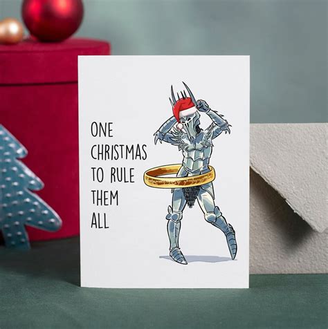 Printable Christmas Card One Christmas To Rule Them All Funny Lotr Card Dancing Sauron With