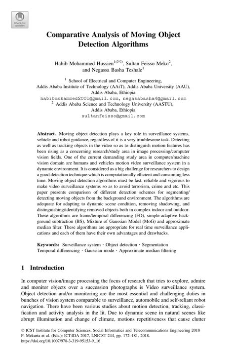 pdf comparative analysis of moving object detection algorithms