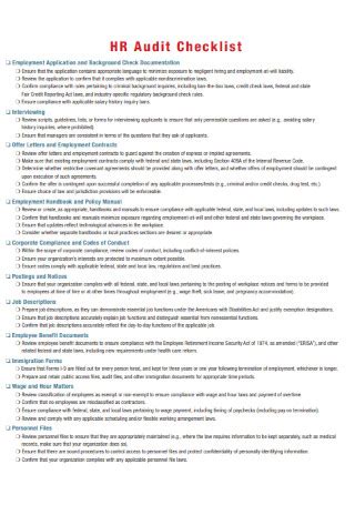 11 SAMPLE HR Audit Checklist In PDF MS Word