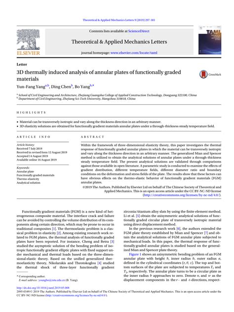 pdf 3d thermally induced analysis of annular plates of functionally graded materials