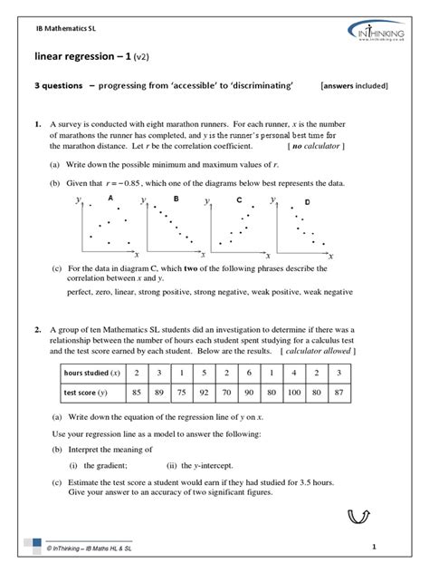 linear regression 1 answers included pdf regression analysis linear regression
