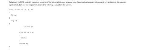solved write down the mips assembly instruction sequence of the following 1 answer