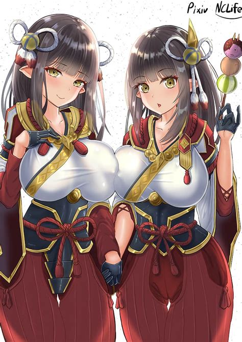 Boobs Big Boobs Breast Press Anime Anime Girls Monster Hunter Monster Hunter Rise Hd