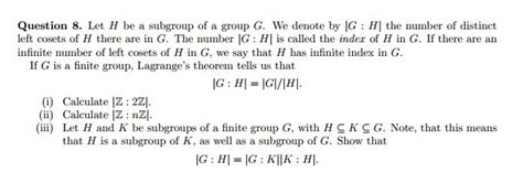 solved let h be a subgroup of a group g we denote by g