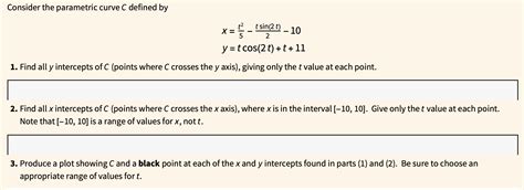 solved consider the parametric curve c defined by t t sin 2