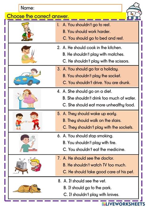 Should Or Shouldn T Online Worksheet For Year 4 You Can Do The