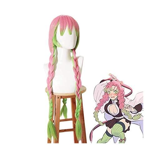 Buy Hair Caps And Wig Demon Slayer Kimetsu No Yaiba Kanroji Mitsuri Long Braids Wig Cosplay