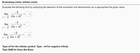 solved evaluating limits infinite limitsevaluate the