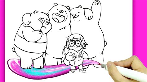 We Bare Bear Coloring We Bare Bear Grizz Panda Ice Bear Bear Hugging And Chloe Park Youtube
