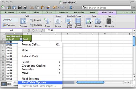 ms excel 2011 for mac do not save data with table layout in a pivot table