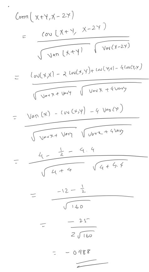 [solved] let x y be random variables with variance 4 and cov x y 1 2 course hero