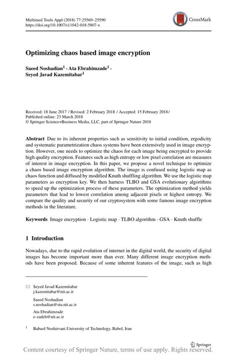 optimizing chaos based image encryption request pdf