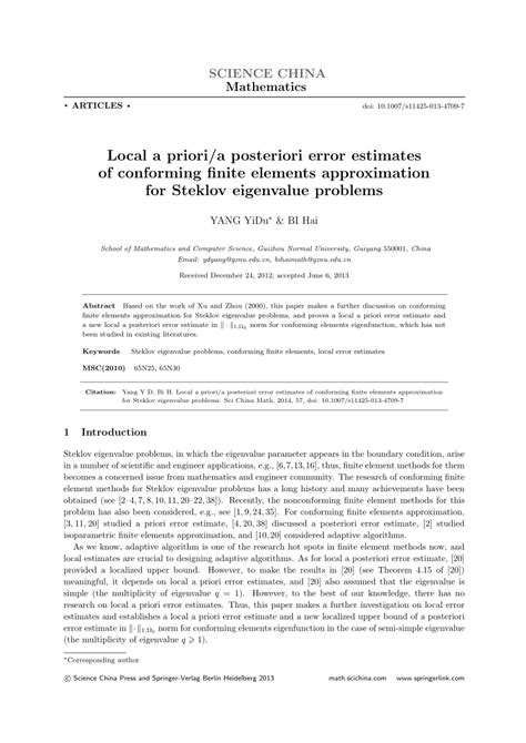 pdf local a priori a posteriori error estimates of conforming finite elements approximation