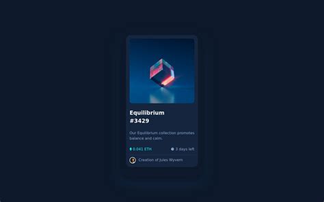 Frontend Mentor NFT Preview Card Using Flexbox With Custom Transition