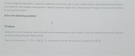 solved cantor s diagonal argument is a general method to