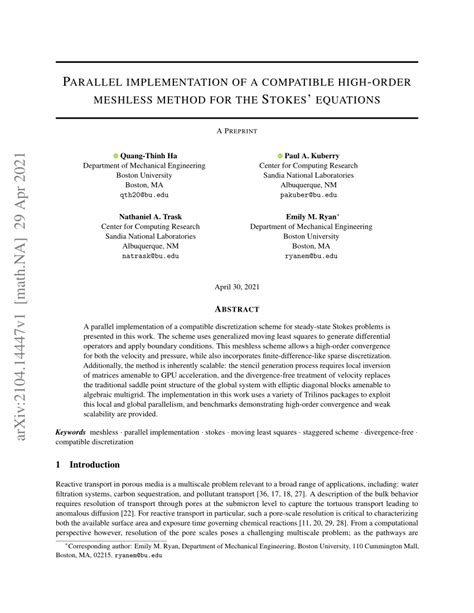 pdf parallel implementation of a compatible high order meshless method for the stokes equations