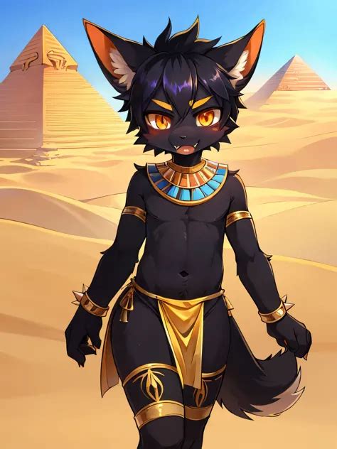 Furry Shota Young Jackal Black Hair Spiky Hairstyle Seaart Ai