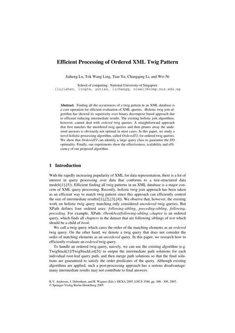pdf efficient processing of ordered xml twig pattern