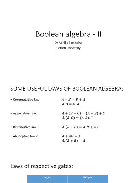 lecture 5 boolean algebra pdf equations boolean algebra