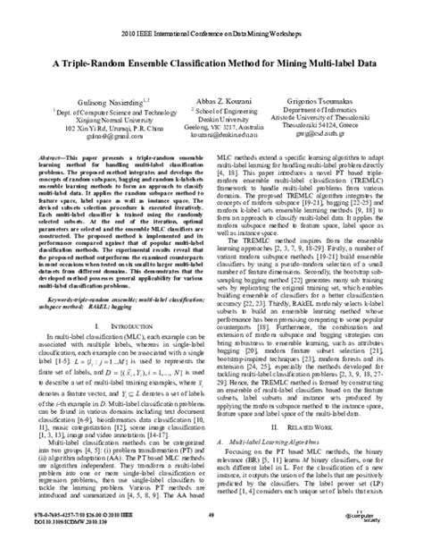 pdf a triple random ensemble classification method for mining multi label data grigorios