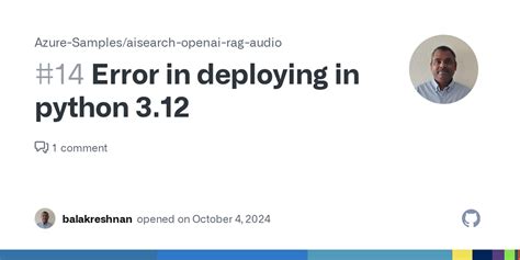 Error In Deploying In Python 3 12 Issue 14 Azure Samples Aisearch