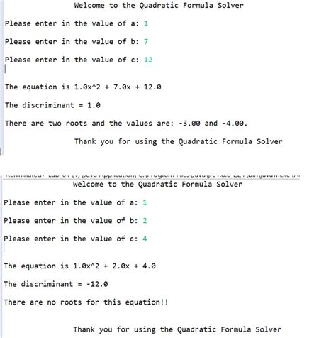 Solved Create A Java Program That Solves The Quadratic Chegg