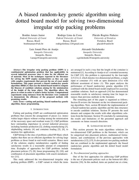 pdf a biased random key genetic algorithm using dotted board model for solving two dimensional