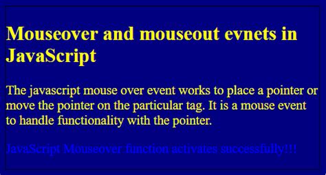 mouseover function in javascript javatpoint